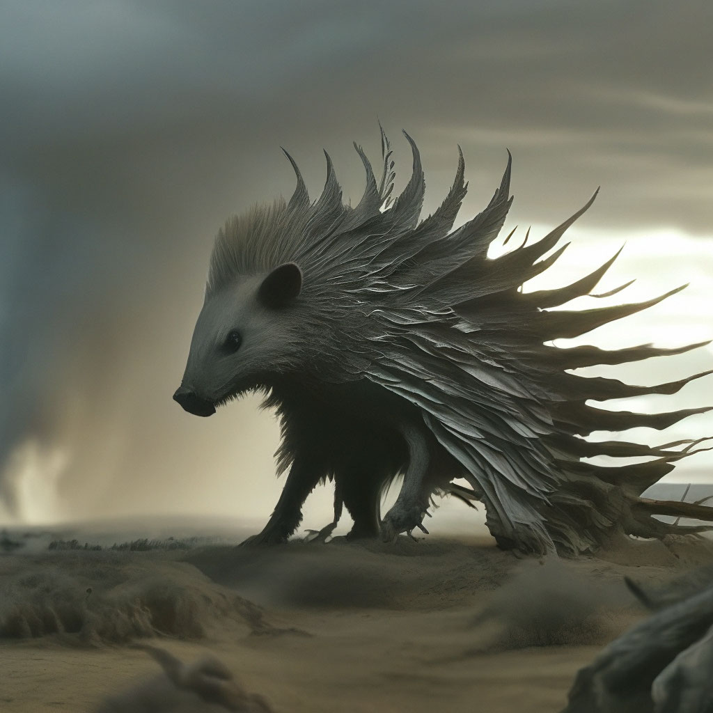 "Animal vine, dragon,bat wings,shaggy as a hedgehog, 4k, 30mm lens, 1 ...