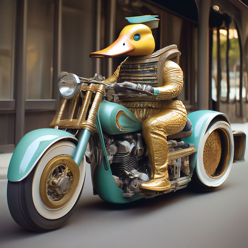 "Duck motorcycle" — image created in Shedevrum
