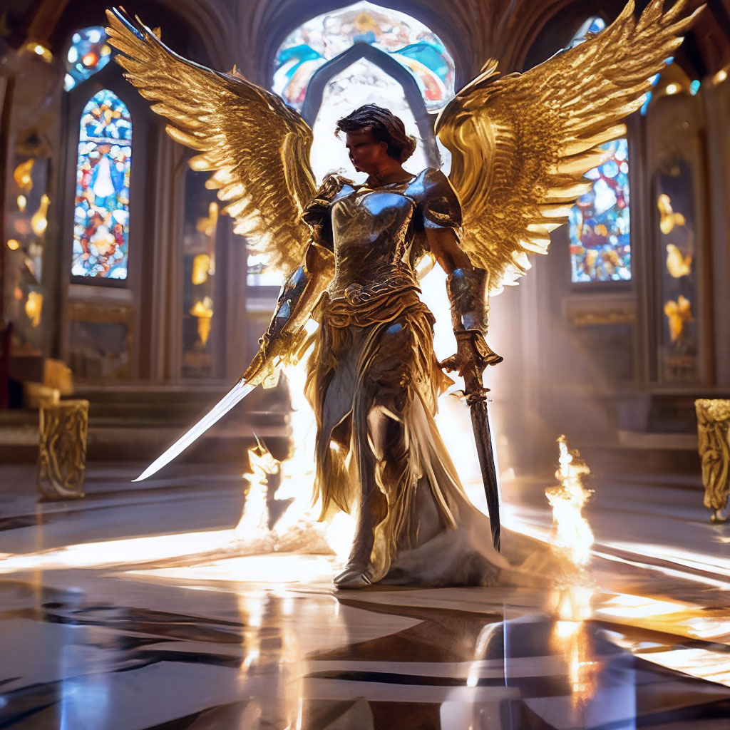 "Overshadowed by divine grace, a magnificent Cherub with a beautiful ...