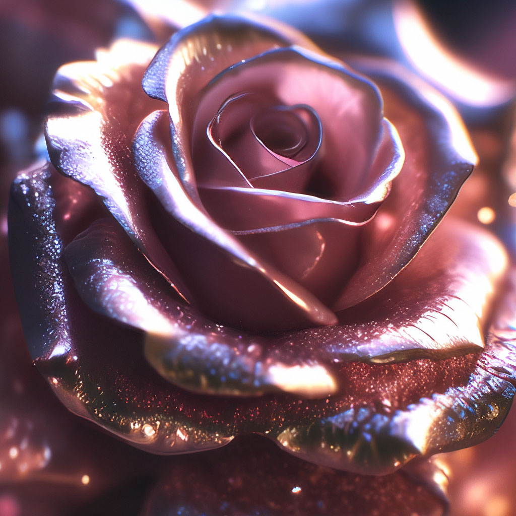 "Metallic rose ,haze ,glitter,detailed drawing, aesthetically pleasing ...