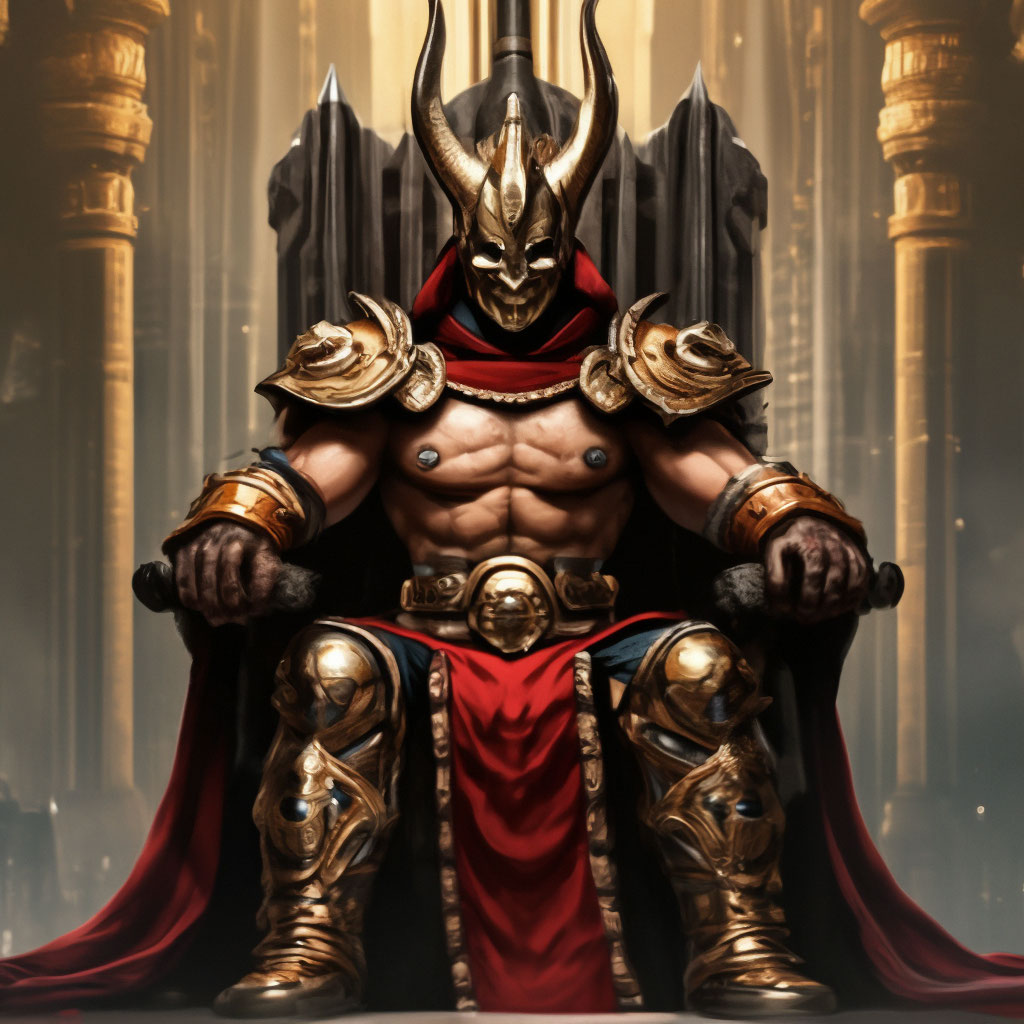 "Emperor Shao Kahn on the throne, MK" — image created in Shedevrum