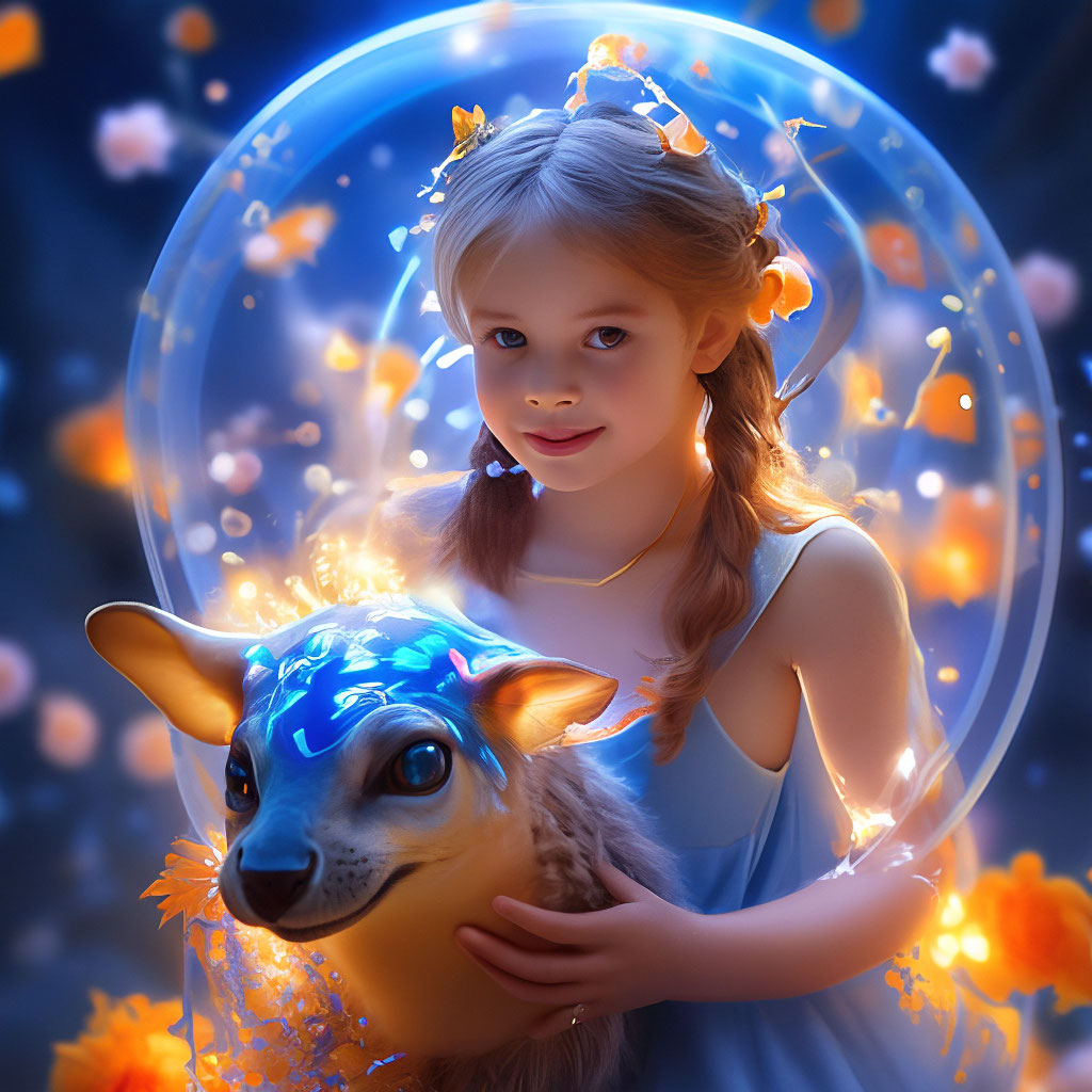 "Photorealism,miracle creature,transparent bubble on shoulders,in a ...