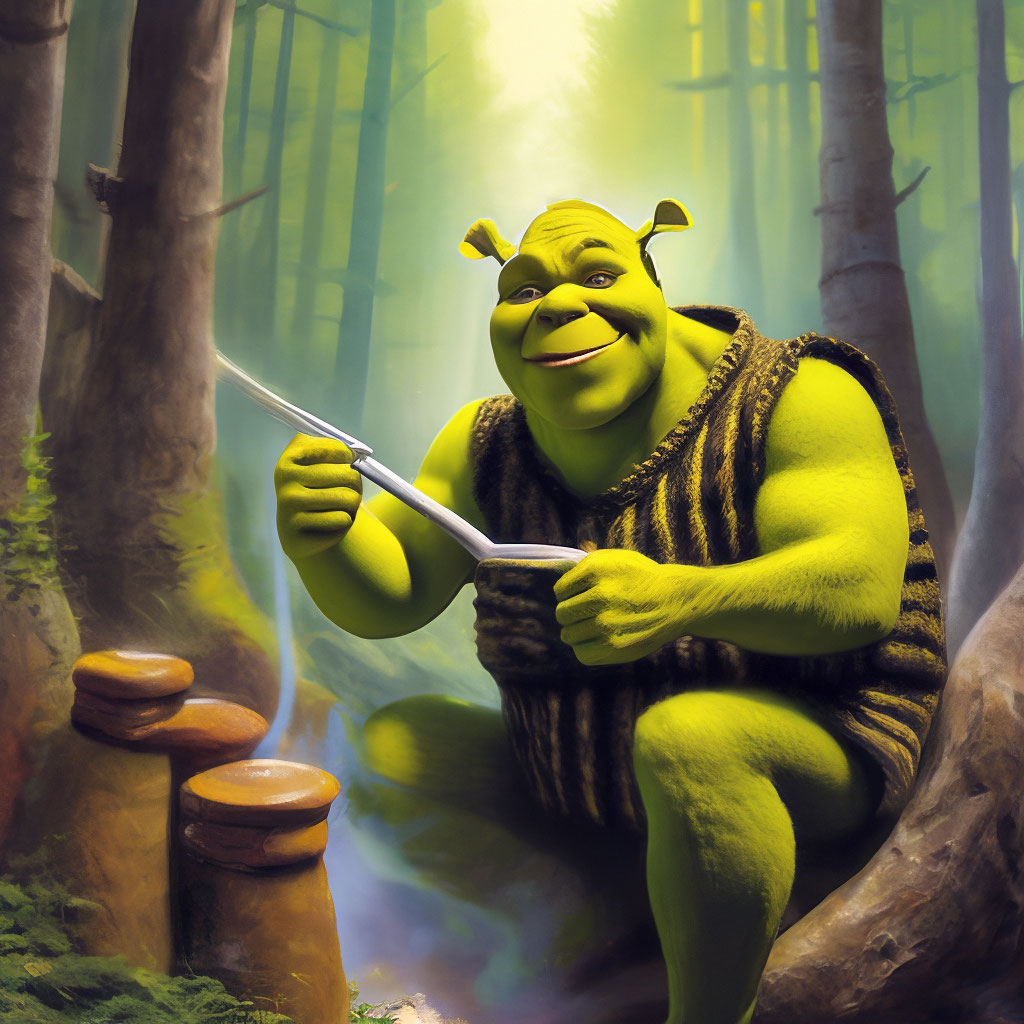 "Shrek climbed into a smelly pipe and made sigma pies in the forest ...