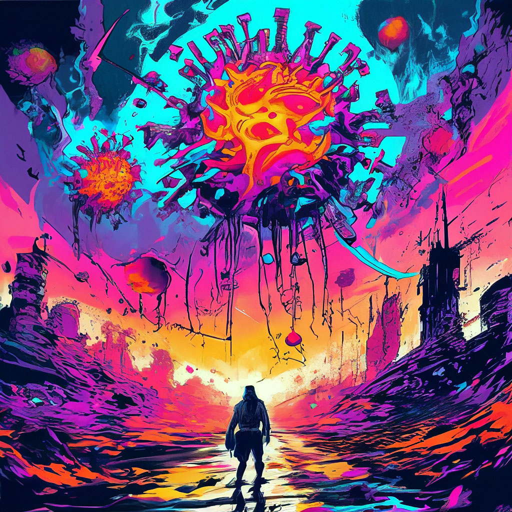 "Viral infection, fantasy, colorful, abstract,ink vector graphics, post ...