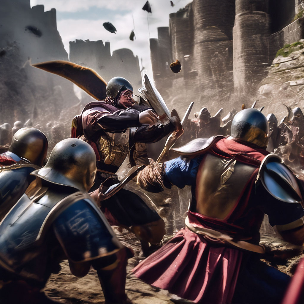 "The battle of Helm's Pad" — image created in Shedevrum