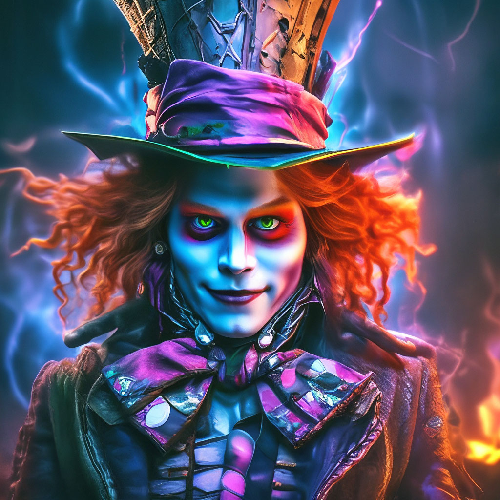 "Mad Hatter, horror, gloomy atmosphere, filigree, saturated colors, in ...