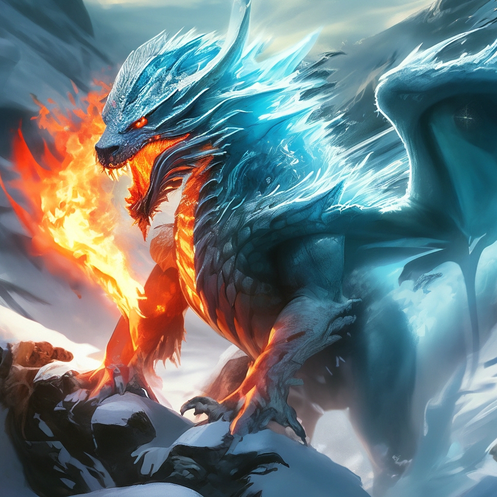 "Fire-ice Dragon" — image created in Shedevrum