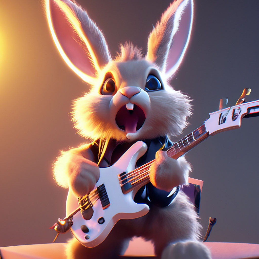 "A fluffy hardrock rabbit guitarist, brutally and violently screaming ...