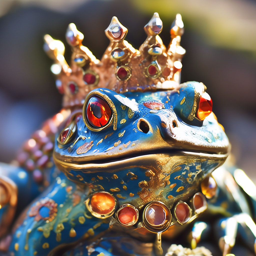"Crown of the toad king, toads in colored veneer with smalt, enamels ...