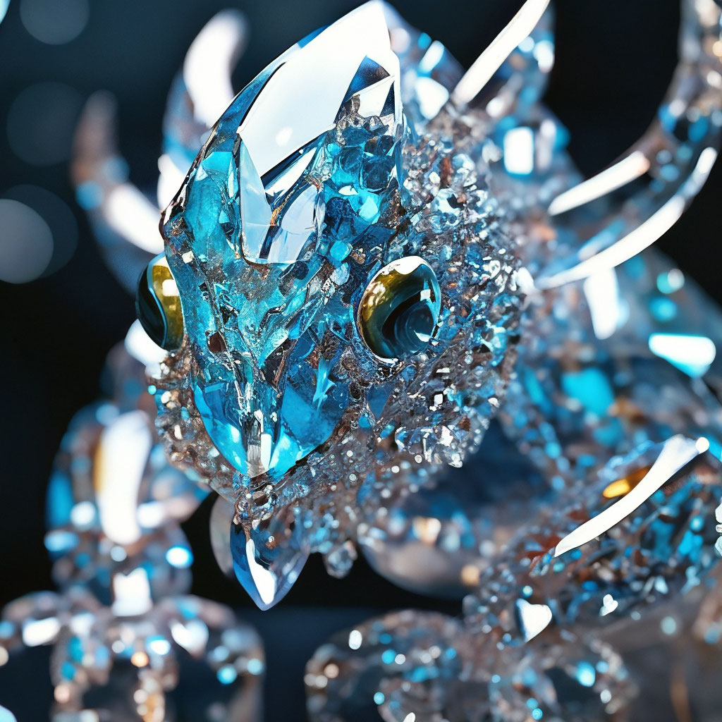 "Photorealistic gentle monster, painted on the skin of crystal, art ...