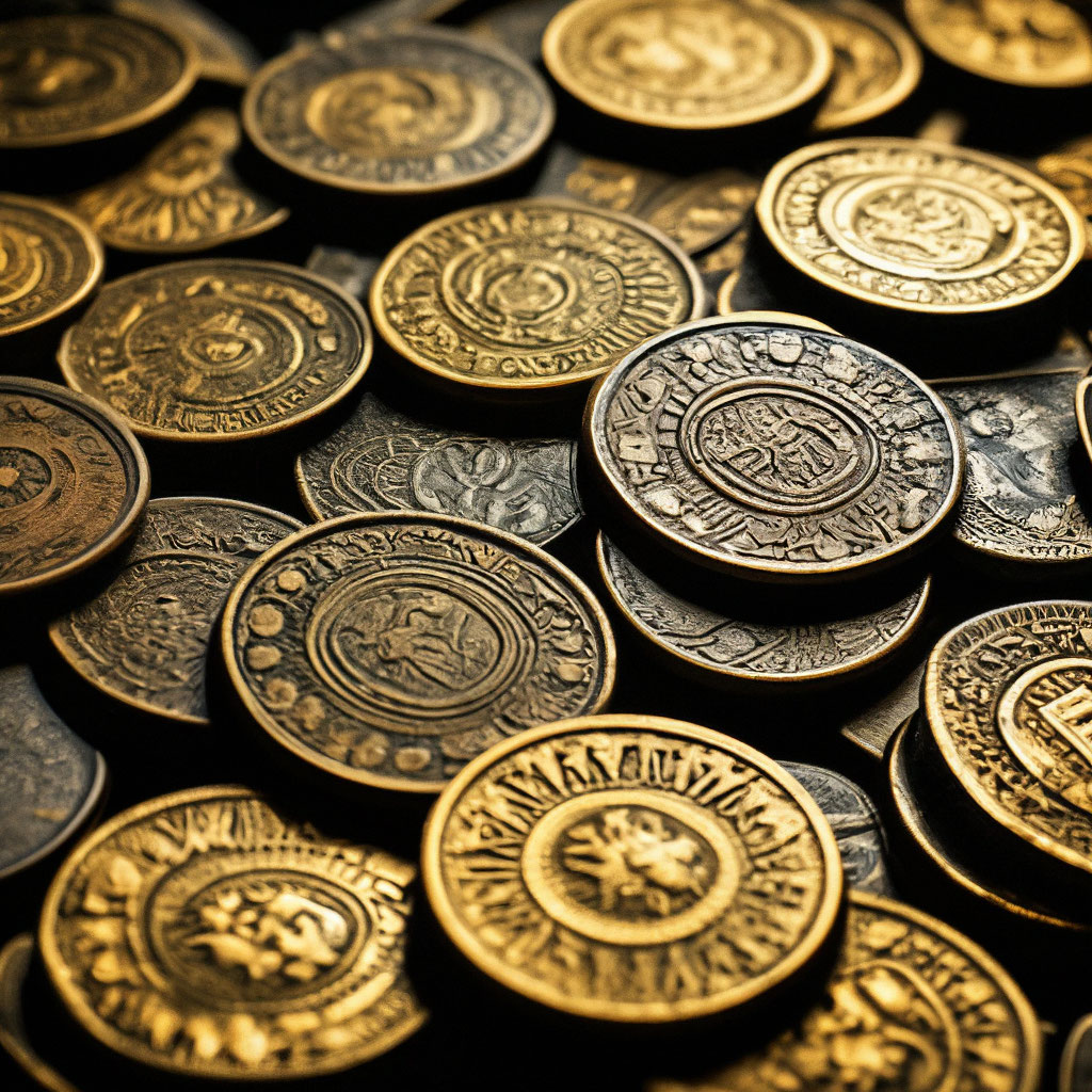 "Doubloons and piastres, professional photo, 4k, high resolution, high ...
