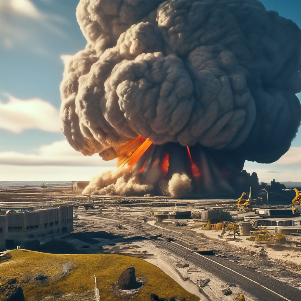"Nuclear explosion, detailed drawing hyperrealism cinematic, realistic ...