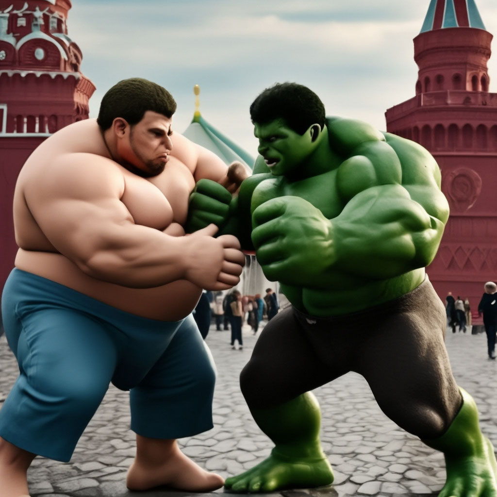 "On the red square in Moscow, the hulk fights with a fat man" — image ...