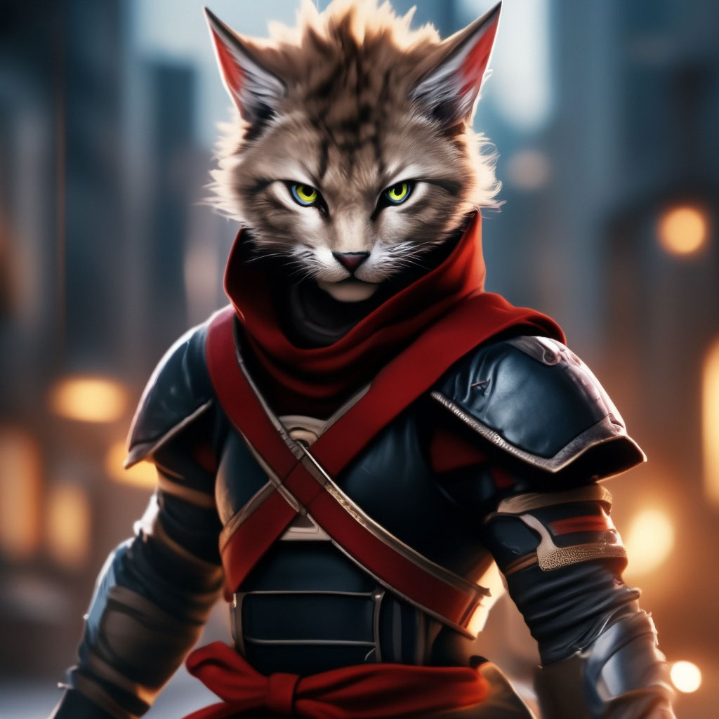 "Cat anthropomorph furry ninja" — image created in Shedevrum