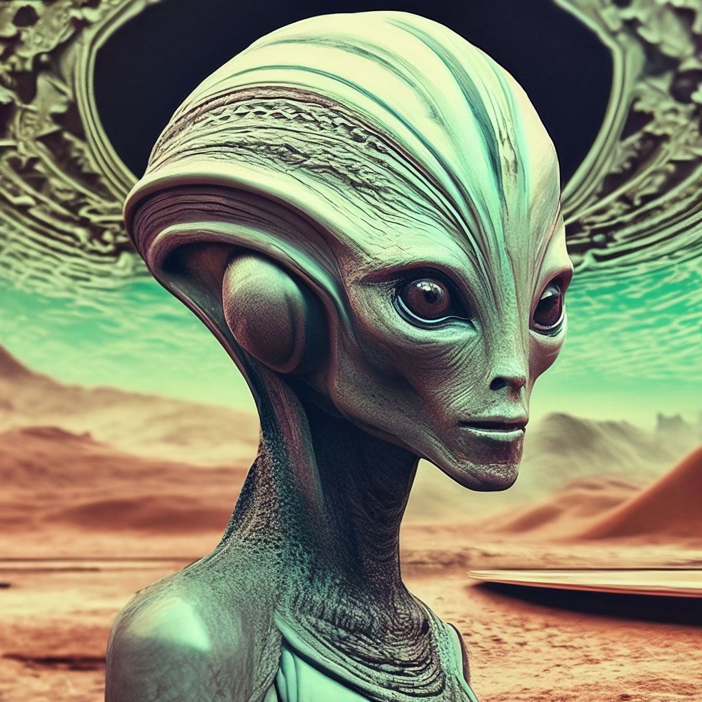 "An alien portrait. A sophisticated Retro collage. Abstraction, optical ...