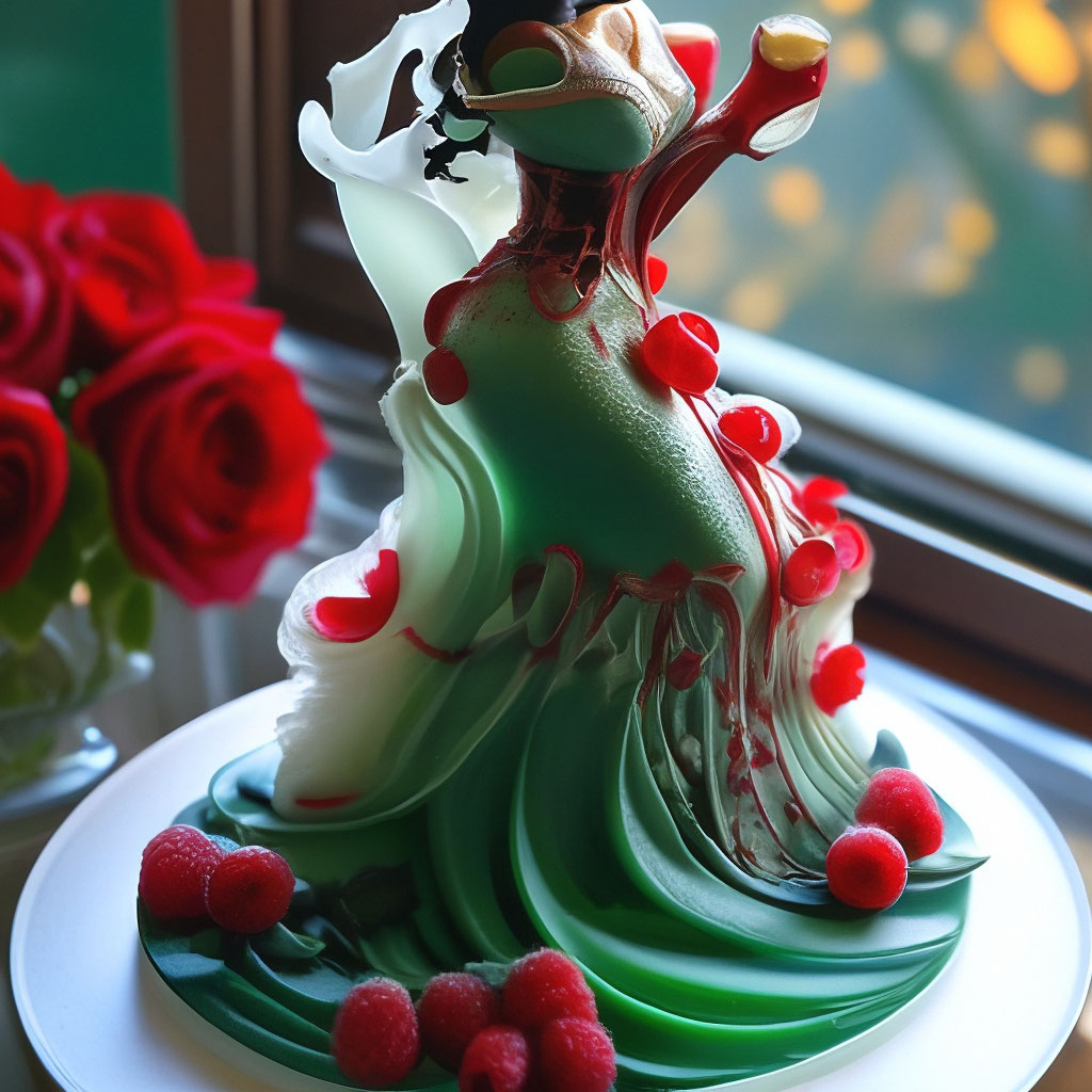"💫Love@💫 White+Red+DarkGreen Cake in the shape of a lady, top view ...