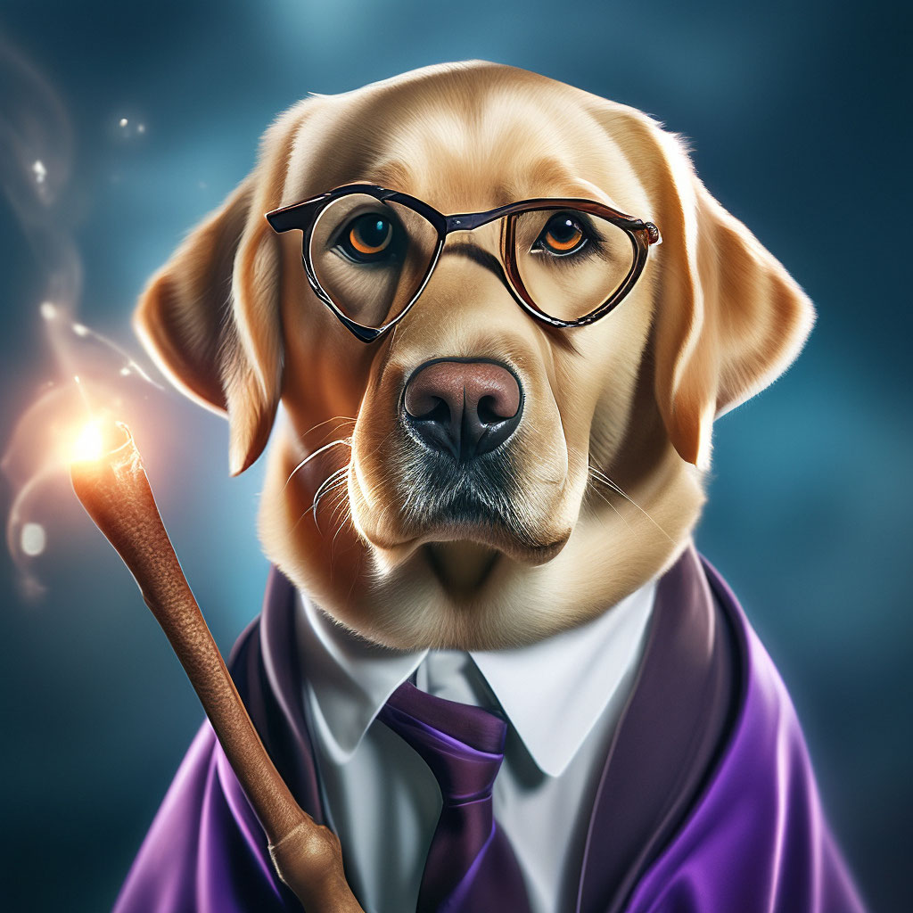 "Labrador Harry Potter with round glasses and a zipper on his forehead ...