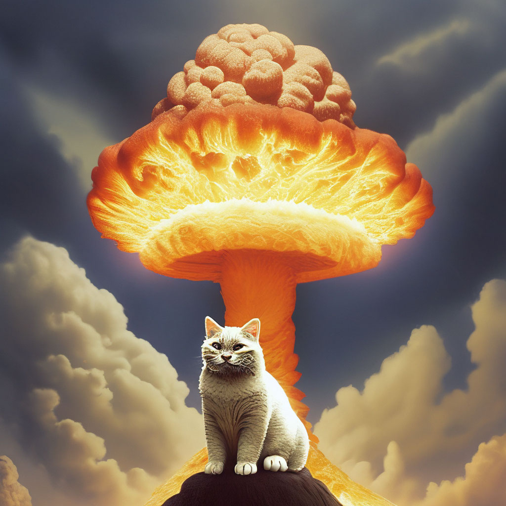 "Nuclear mushroom in the form of a cat" — image created in Shedevrum