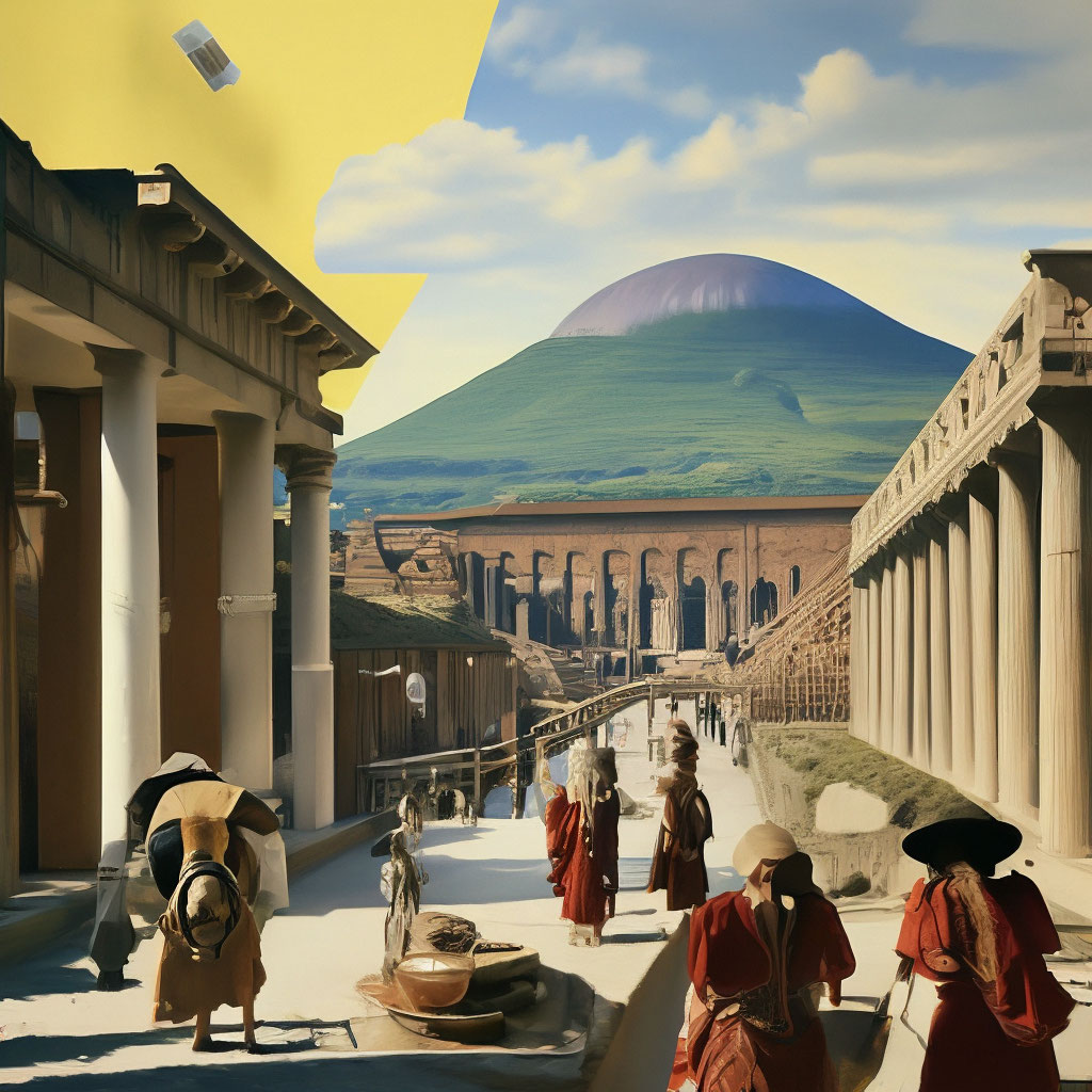 "The last day of Pompeii, Shuudang collage, avant-garde" — image ...