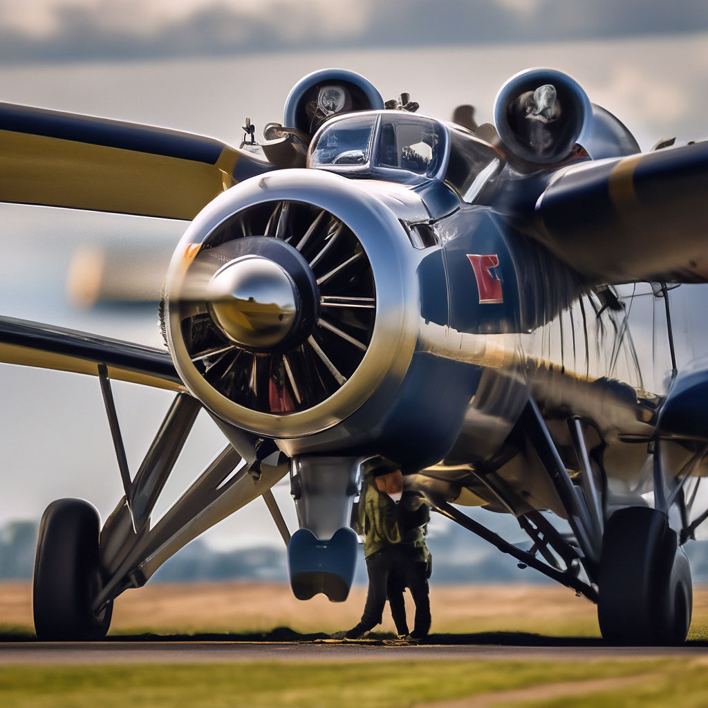 "Large biplane, multiple engines, four propellers on the wings,heavy ...