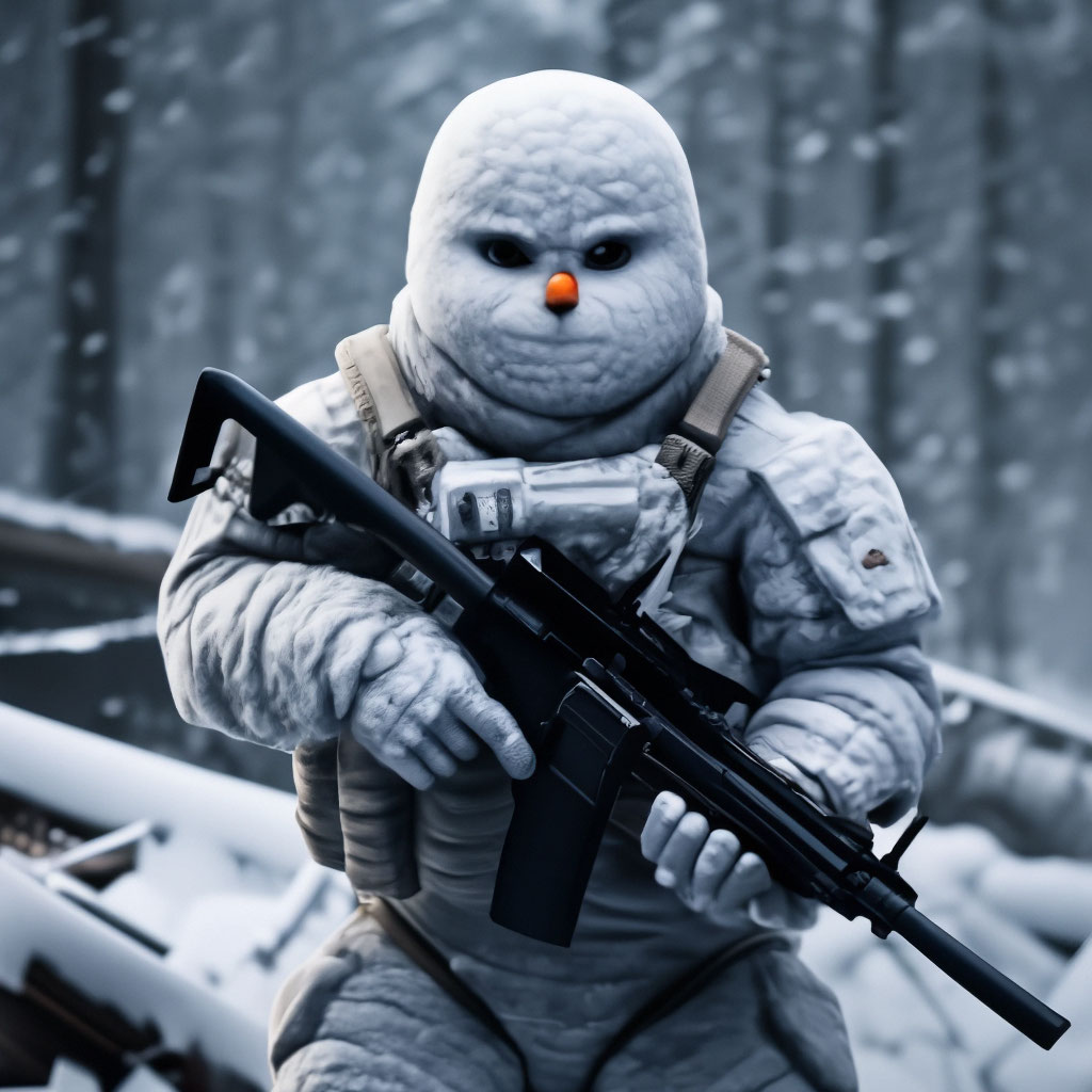 "Special forces snowman" — image created in Shedevrum