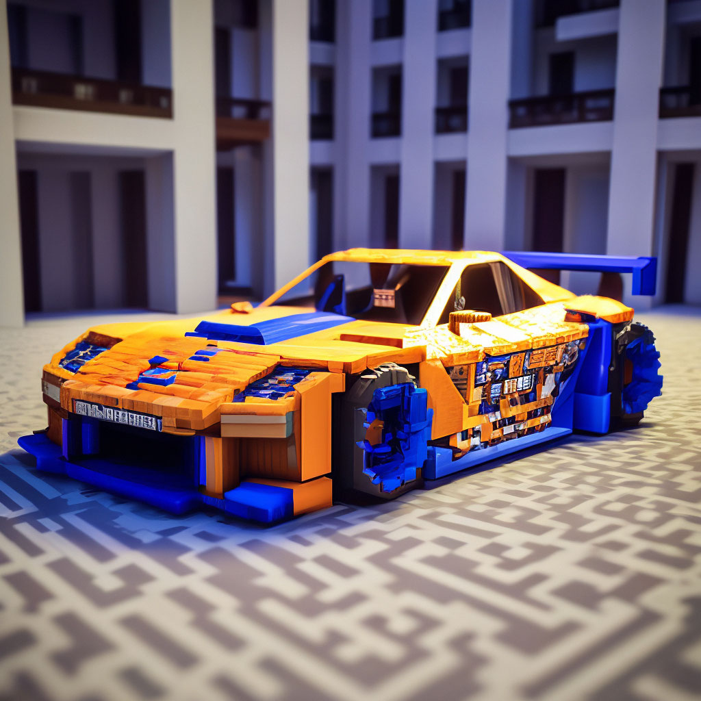 "Mazda rx7 in minecraft style" — image created in Shedevrum