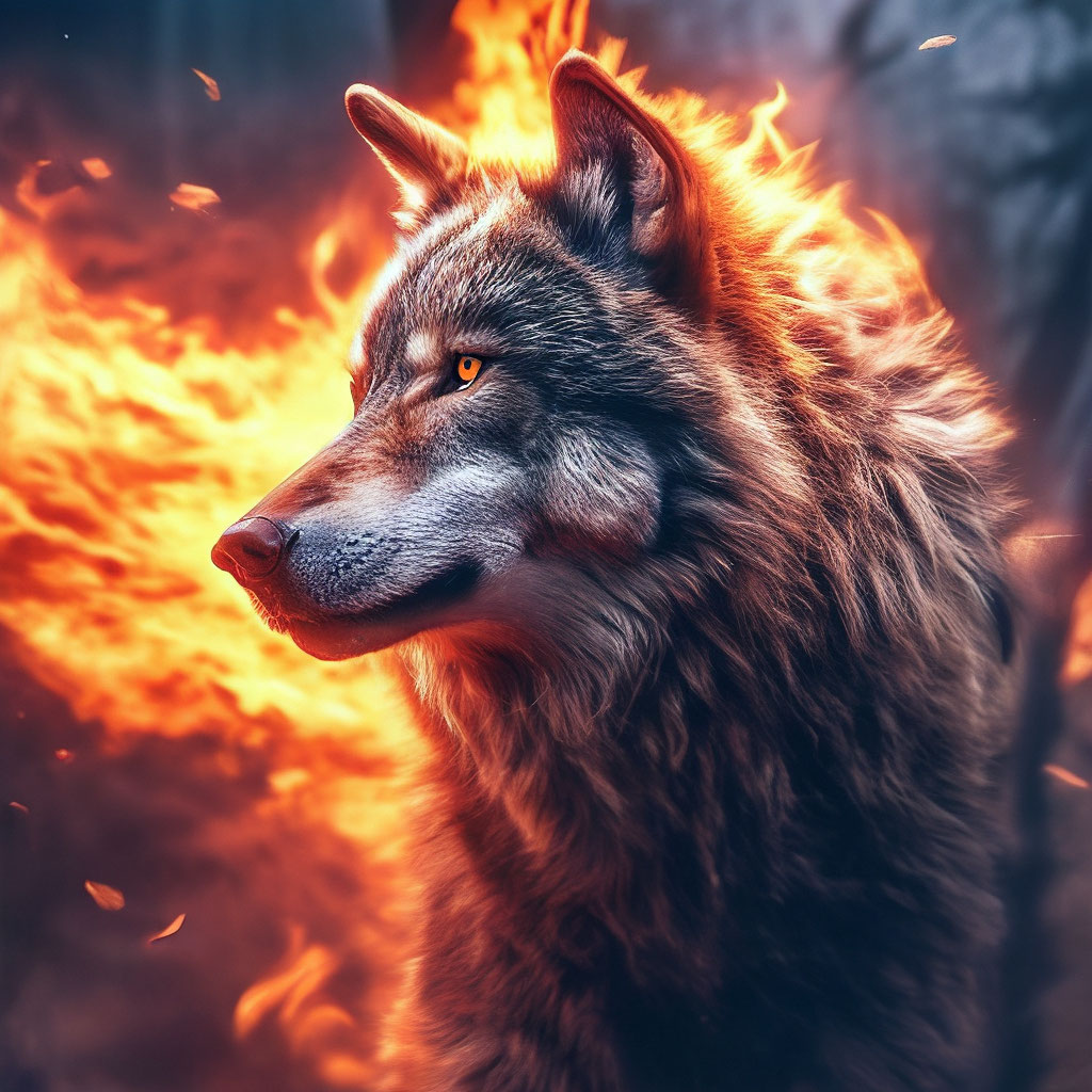 "Fire wolf, high detail, , beautiful, 4k, professional photo, realistic ...