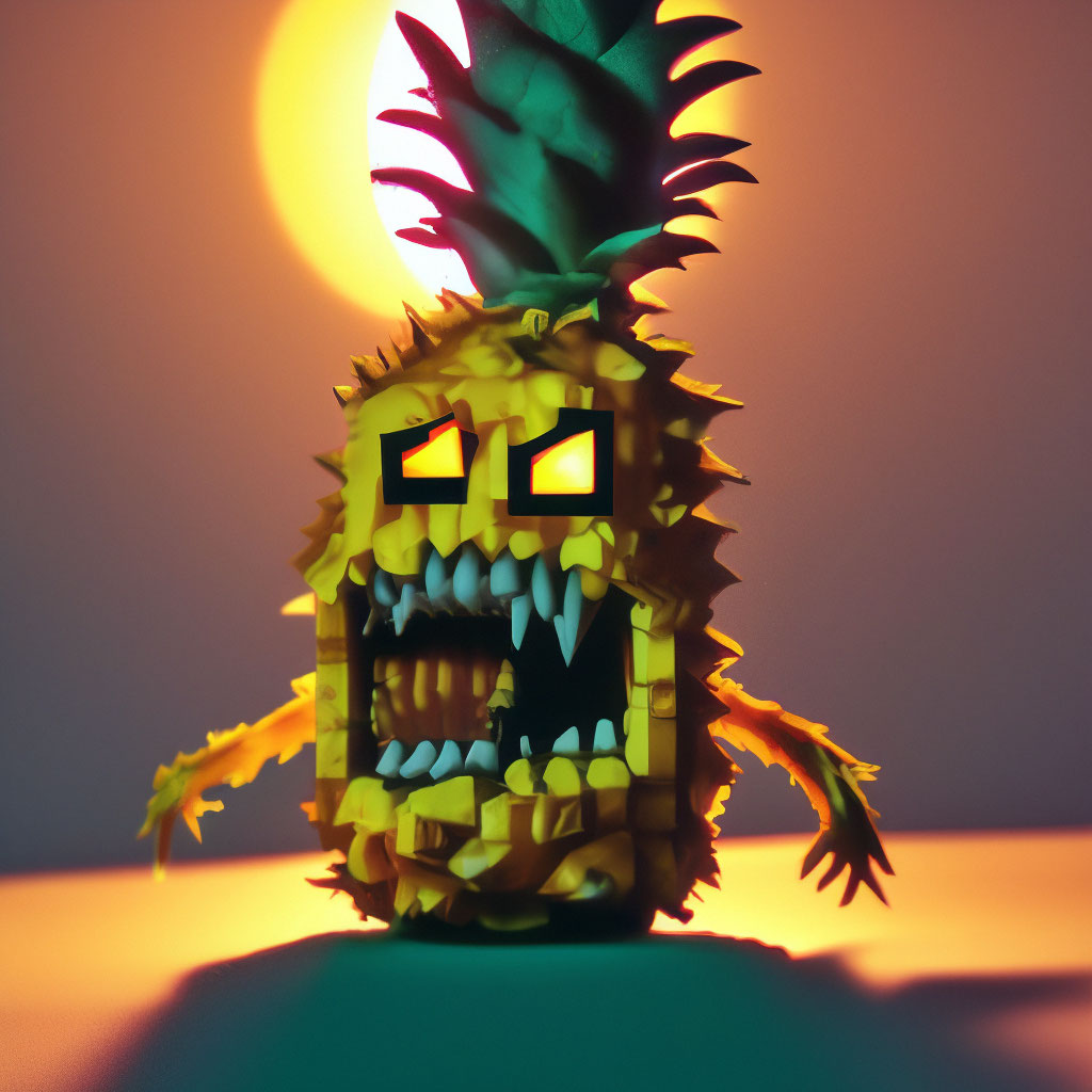 "Angry and scary pineapple zombie" — image created in Shedevrum