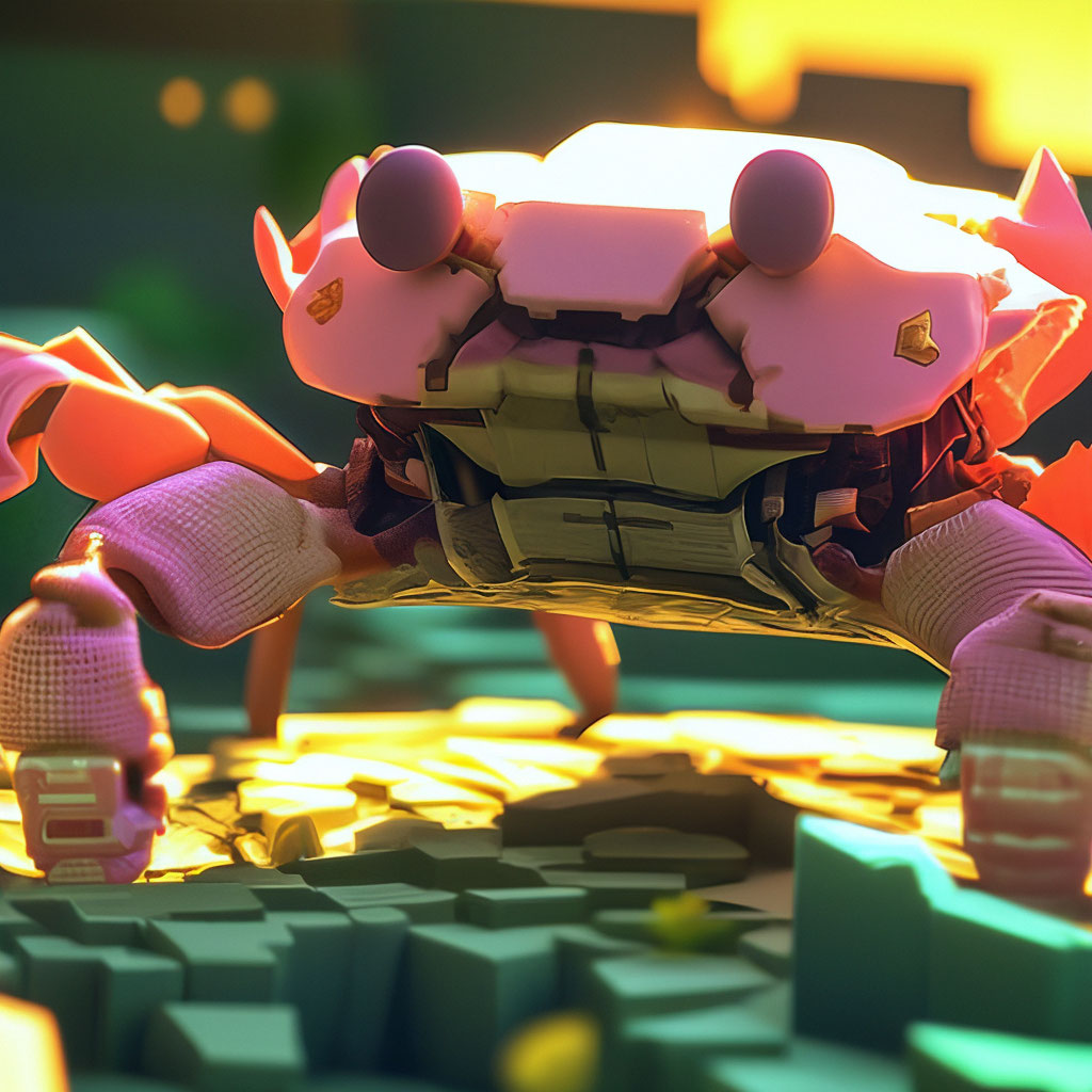 "Crab in minecraft" — image created in Shedevrum