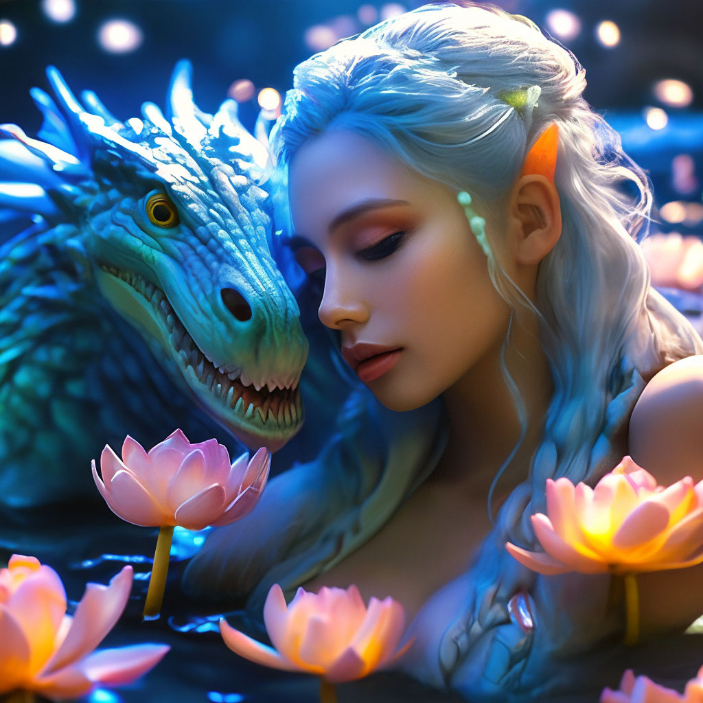 "Hyperrealism, aesthetics of falling in love, water dragon ...