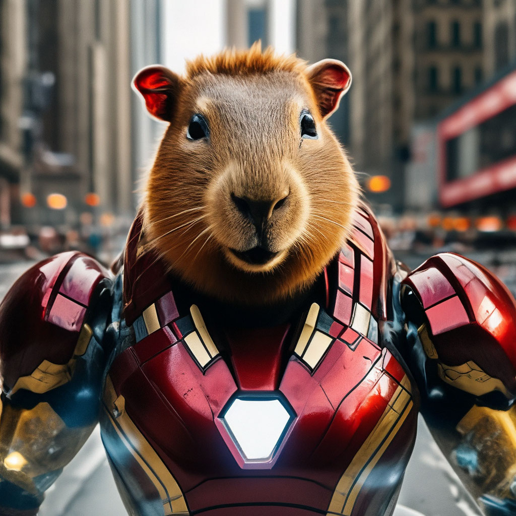 "Capybara-iron man saved New york, realistic, aesthetically pleasing ...