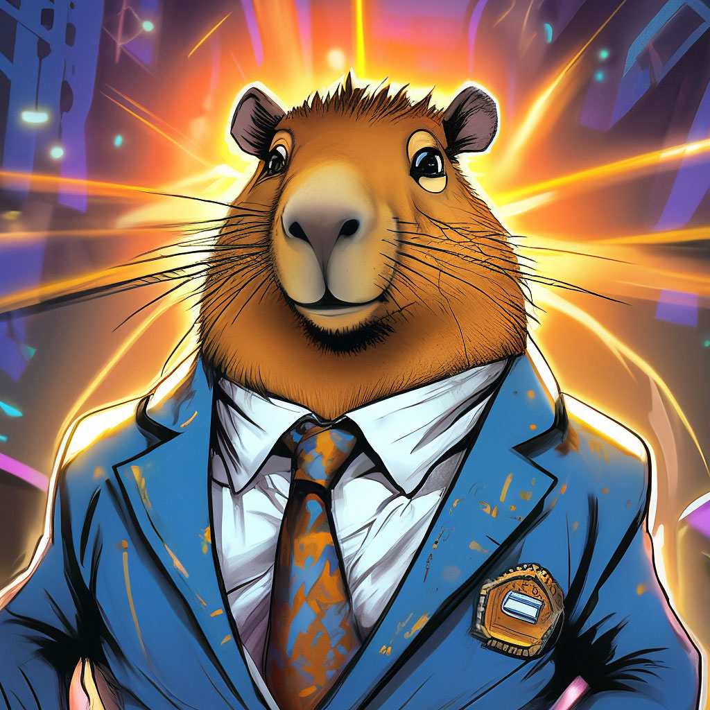 "The head of the capybara in a jacket with a tie" — image created in ...