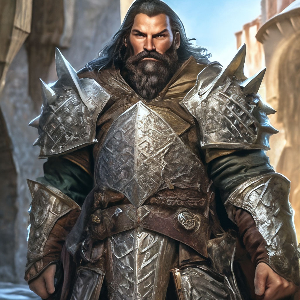 "Dwarf in d&d style, man, 30 years old, short dark hair, thick long ...
