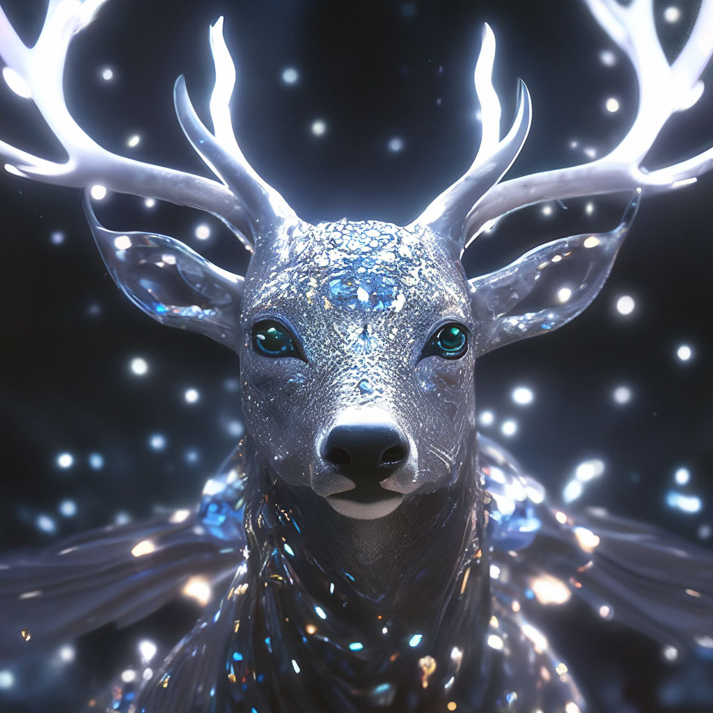"Hyper realism, beautiful black graphite, anthropomorphic great deer ...