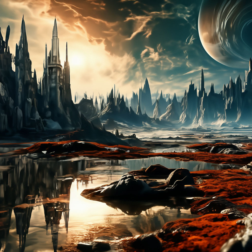 "Юпитер dodge & burn, wet palette, landscape, cold shadows, masterpiece ...