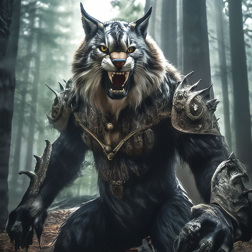 "Huge Sinister Bloodthirsty North American Lynx Werewolf, full-length ...