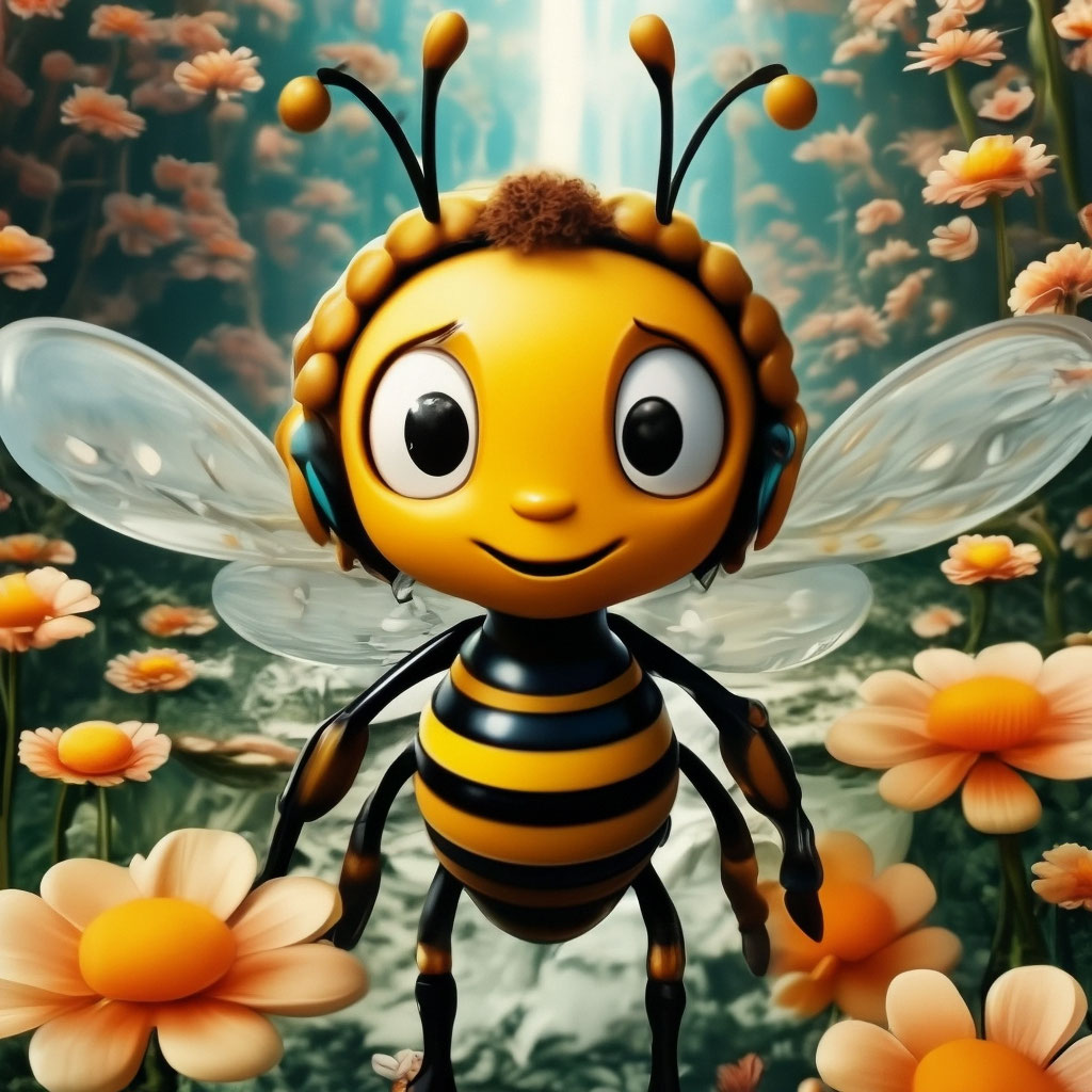 "Maya bee, Takashimurakami-style drawing,intracate details,sweet ...