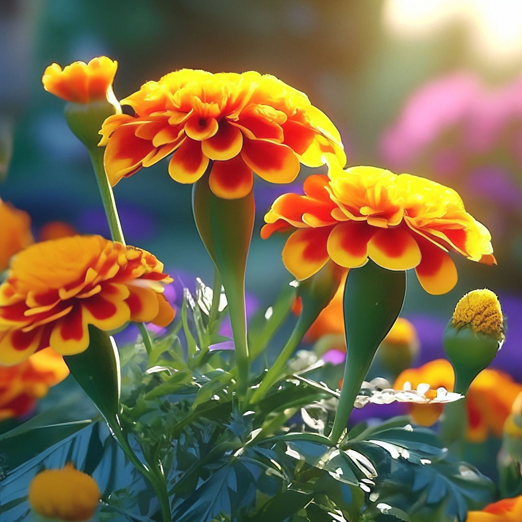 "Flowers-marigolds, beautiful, bright, realistic, high resolution ...