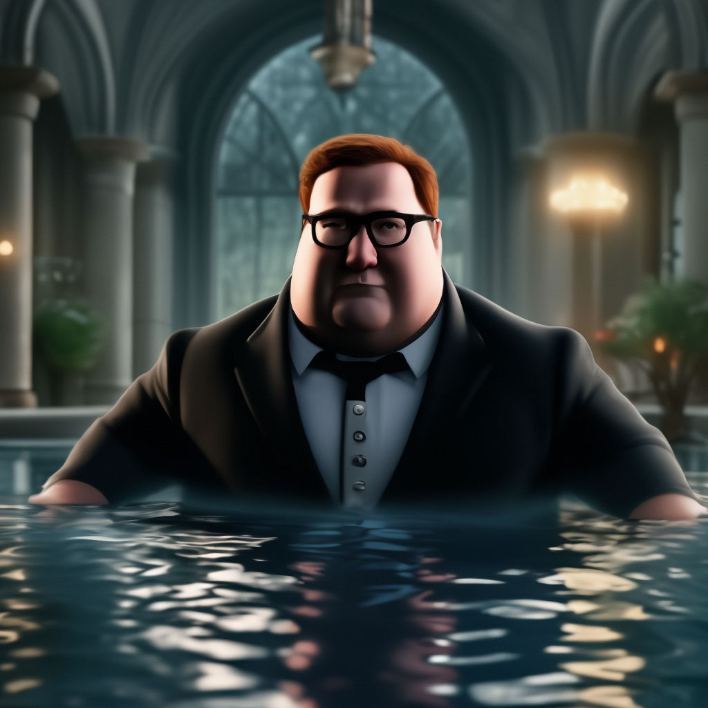 "Peter Griffin dives into the pool, realistic🏝 big fat Peter Griffin" — image created in Shedevrum