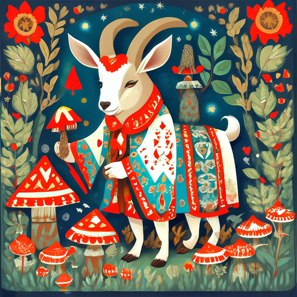 "Fairy tale,book illustration, folklore, goat in Russian folk clothes ...