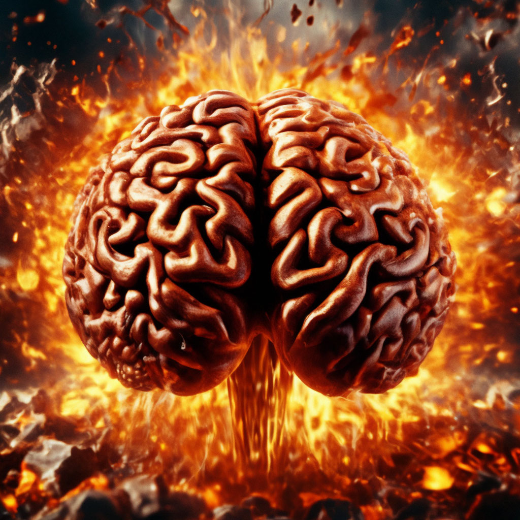 "Realistic, high resolution, human brain like an atomic explosion, 4k ...