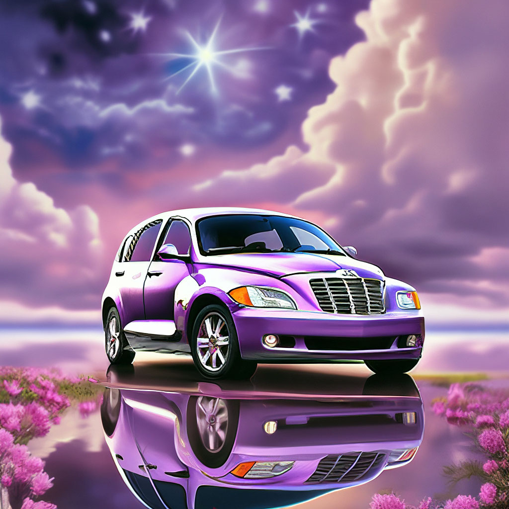 "Chrysler PT Cruiser purple saturated color, lilac island , between ...