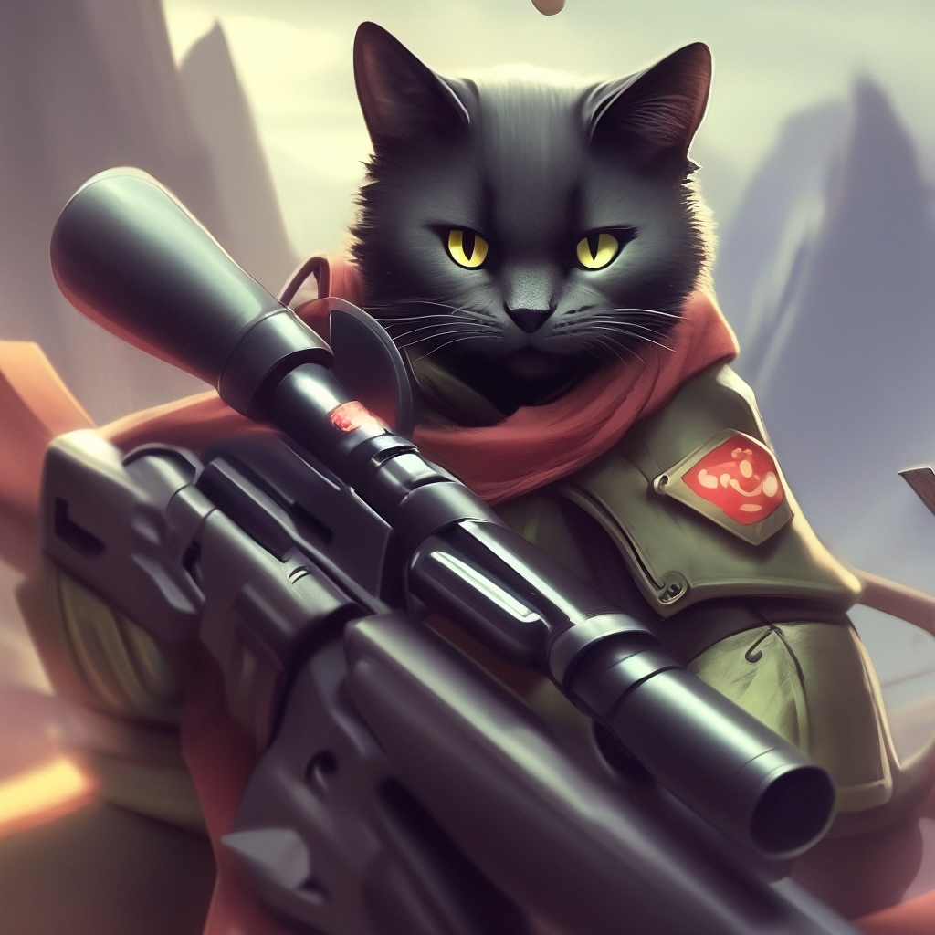 "Sniper cat" — image created in Shedevrum
