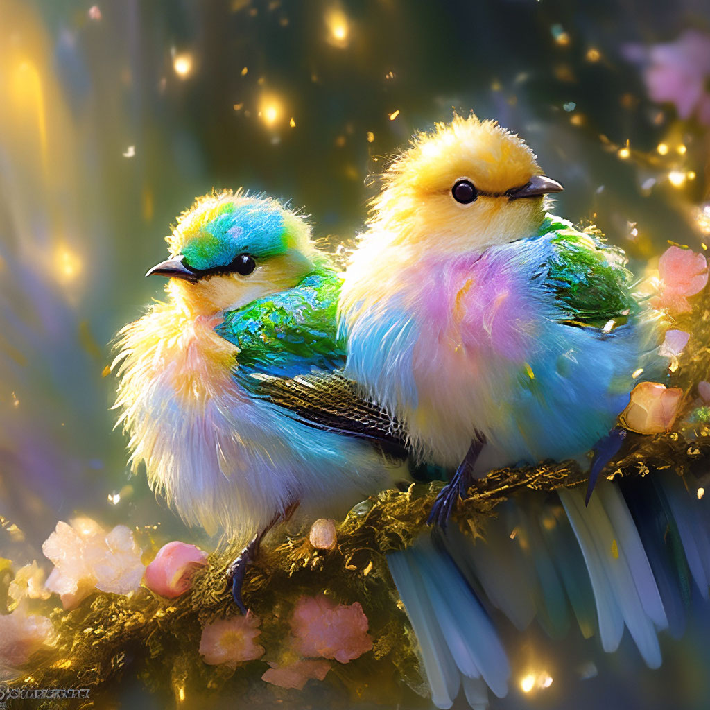 "Unprecedented fluffy birds, watercolor, drawing, photorealism ...
