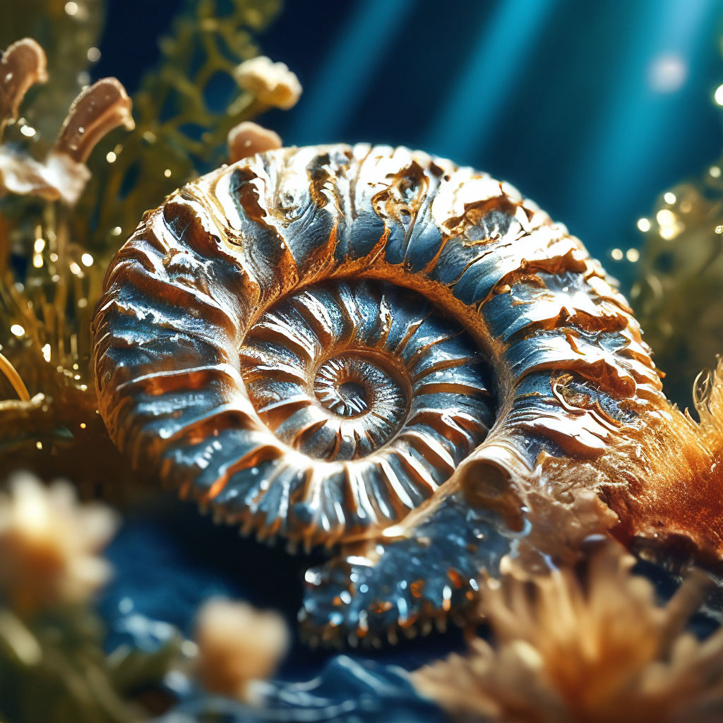 "Ammonite professional photo, high resolution, frame depth, high detail ...