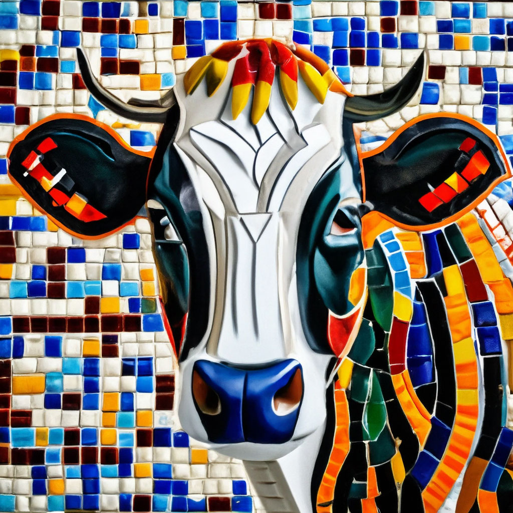 ""A cow with an emphasis on mosaic": Imagine a cow decorated with a ...