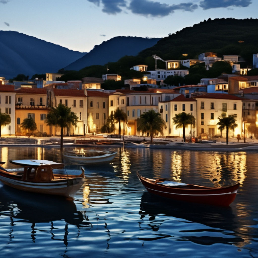 "Beautiful landscape.Mediterranean.Night. wed. Boats.Very nice 64 k ...