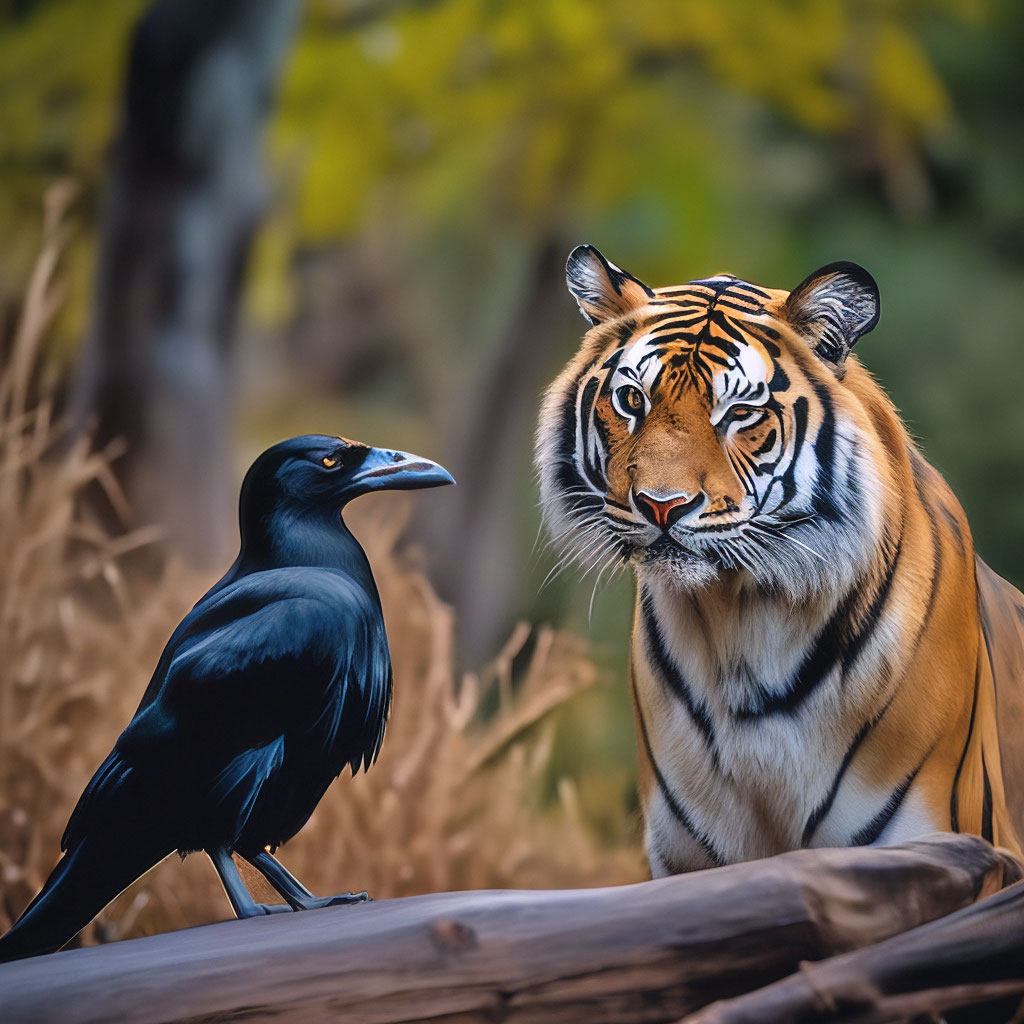 "The raven and the tiger" — image created in Shedevrum