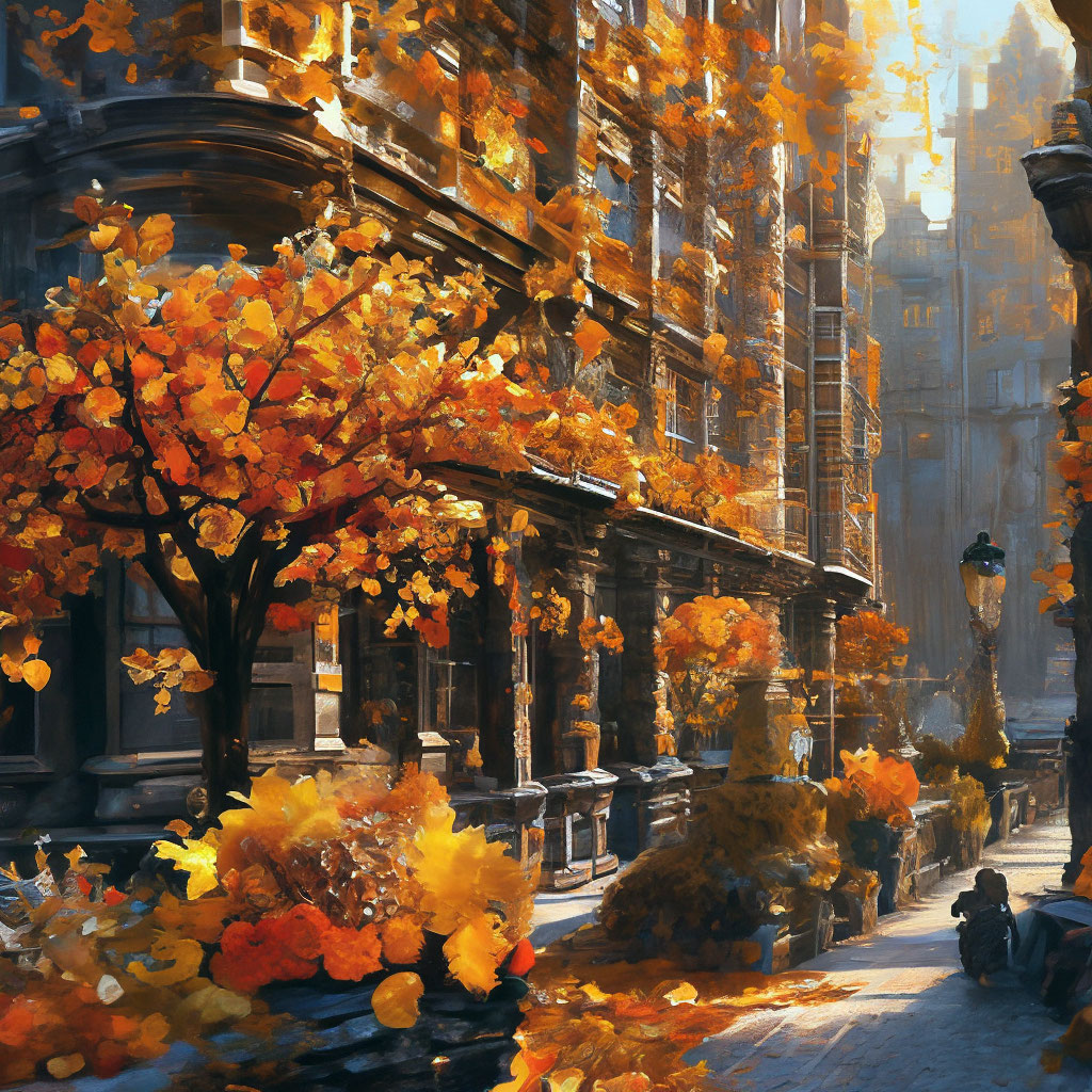 "Autumn in the city, floral embroidery, grunge, glass, amber, dark ...