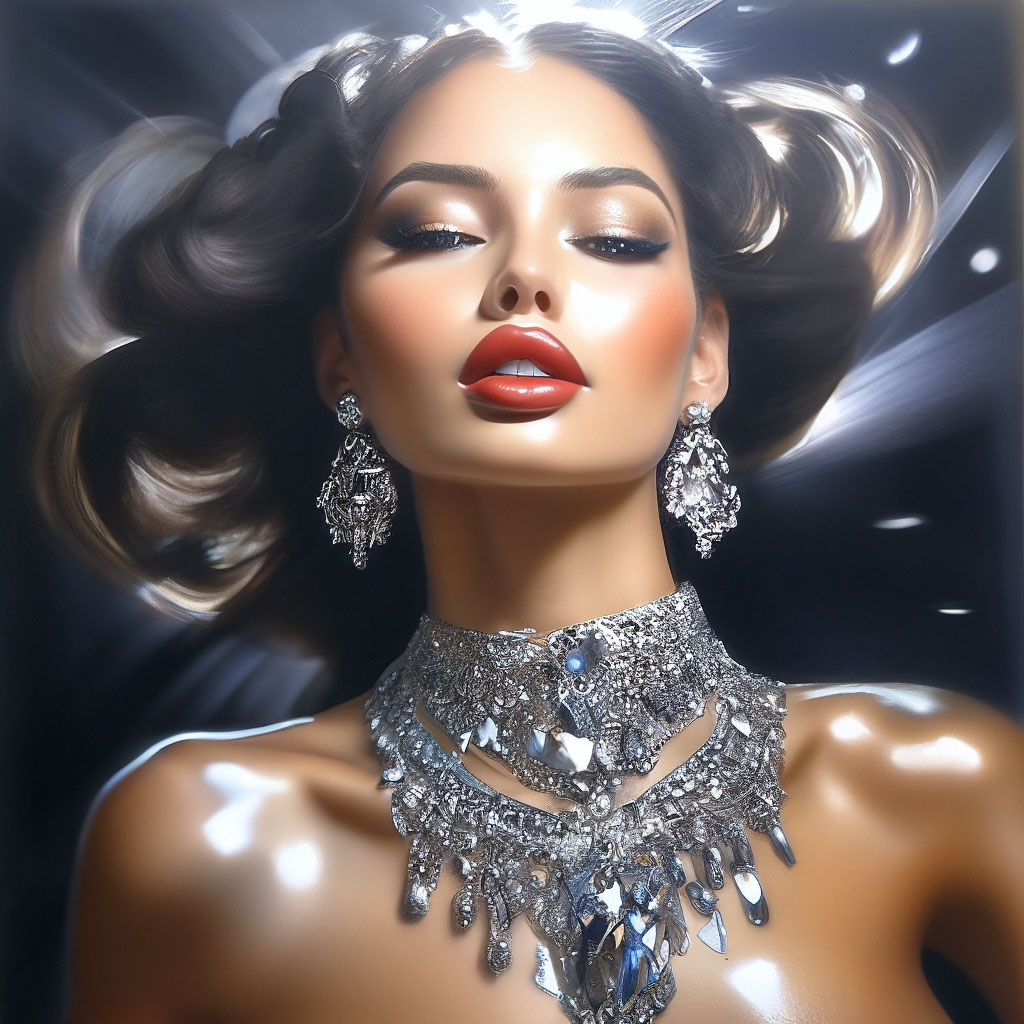 "@ lira art oil painting beautiful woman silver L.eva dancing glitter ...